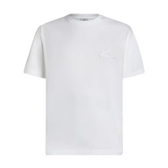 Etro Besticktes Logo Wei&szlig;es T-Shirt - - Tops - Herren - Wei&szlig; - XL