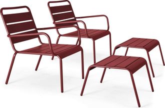 Oviala 2 Sessel Relax mit Fußstütze aus Metall, Purpur - Palavas