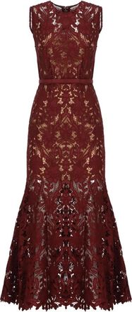 Self Portrait Femme, Robes, Rouge, Taille: 36 FR Guipure Lace Midi Dress