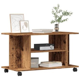 vidaXL Vidaxl - Meuble tv avec roulettes vieux bois 80x40x45 cm bois ing&eacute;nierie