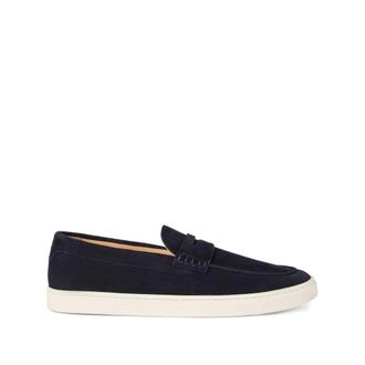 Brunello Cucinelli Homme, Chaussures, Bleu, Taille: 42 1/2 EU Suede Penny Loafer Baskets