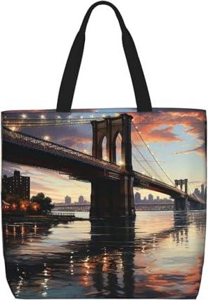 Generic Pont De La Rivi&egrave;re De Nuit Sac &Agrave; Bandouli&egrave;re Grand Sacs De Courses L&eacute;ger Sac A Main Femmes Pour Universit&eacute; Gym Voyage