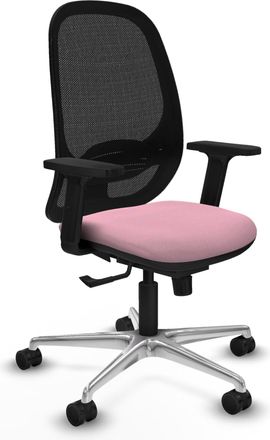 Piqueras y Crespo Schreibtischstuhl mit Rollen in Rosa mit 2D-Armlehnen, h&ouml;henverstellbare Lendenwirbelst&uuml;tze, ausgestattet mit 3 Positionen und Schneidschaum, Schwarz/