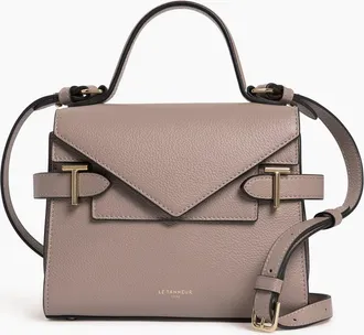 Le Tanneur Petit sac &agrave; main double rabat Emilie en cuir grain&eacute;