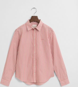 GANT Damen Regular Fit Classic Popeline Hemd mit Streifen (46) FADED BRICK