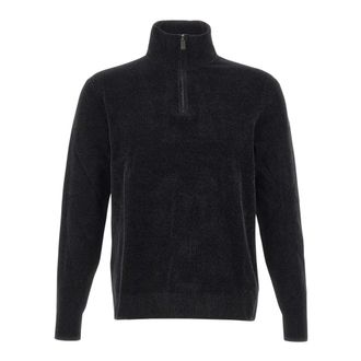 Roberto Ricci Design Velours-Halbrei&szlig;verschluss-Strickpullover - - Sweatshirts & Hoodies - Herren - Schwarzk - XL