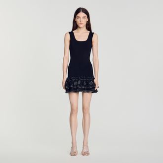 Sandro Robe courte en maille &agrave; studs