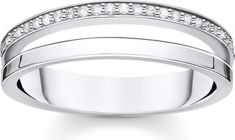 Thomas Sabo Ring doppel weiße Steine silber 925 Sterling Silber TR2316-051-14-58