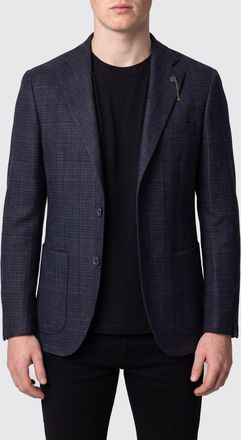 Santaniello Blazer droit en cuir de veau avec un motif tartan classique
