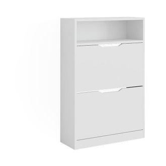 Vicco Meuble à chaussure Luca, Blanc, 22x89.5cm avec 2 compartiments