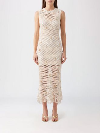 SIMKHAI Robe midi Coralia en crochet de coton m&eacute;lang&eacute; &agrave; &eacute;paules d&eacute;nud&eacute;es