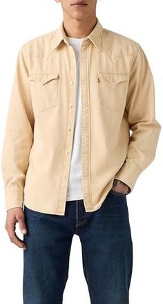 Levi's Barstow Western Standard Chemise à Bouton Bas, Grass is Green Kaki, L Hommes