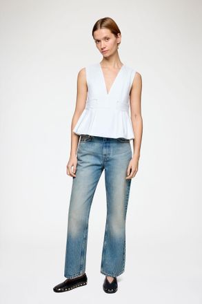 Ganni Haut en coton extensible Blanc biologique - Taille 36 - Pour Femme