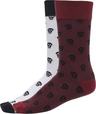 Urban Classics Skull Allover 2-Pack burgundy/white 43-46
