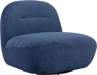 Vente-Unique Vente-unique - Fauteuil pivotant en tissu texturé bleu pozeti