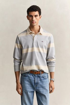 GANT Herren Gestreiftes Rugger (XXXL) Grau MELANGE