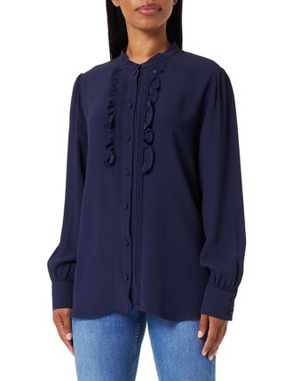 Seidensticker Damen Bluse - Fashion Bluse - Regular Fit - Stehkragen - Langarm - Rüschen - 100% Viskose