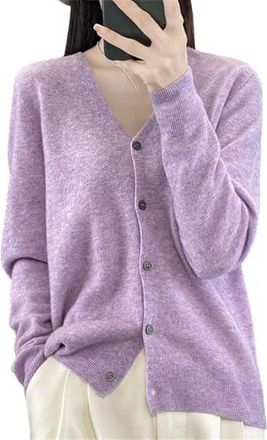 Generic Pull dhiver en % laine m&eacute;rinos pour femme - Col rond - Solide - D&eacute;contract&eacute; - Cachemire - Doux, lavande, Taille XL