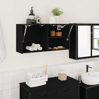 vidaXL Vidaxl - Armoire murale de bain noir 80x25x40 cm bois ding&eacute;nierie