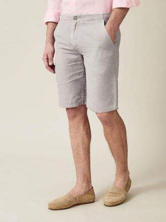 Luca Faloni Panarea-Shorts in Hellgrau aus Leinen-Baumwolle f&uuml;r Herren