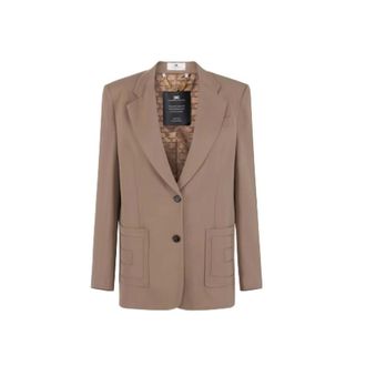 Elisabetta Franchi Femme, Vestes, Brun, Taille: 42 FR Veste en gabardine
