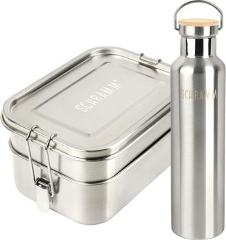 Schramm Lunchbox und Trinkflasche Edelstahl im Set Thermosflasche Edelstahl Trinkflasche 750ml Brotdose Thermoflasche 1340ml Lunch-Set Metall