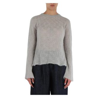 Emporio Armani Alpaka-Pullover mit Rundhalsausschnitt - - Knitwear - Damen - Grau - M