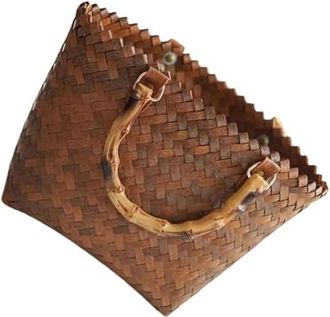 Valiclud Sac Cabas Femme Paille Tress&eacute;e Vintage Grand Volume Style R&eacute;tro avec Poign&eacute;e Bambou Sac Main Plage et Pique- Accessoire Mode Estival &Eacute;l&eacute;gant