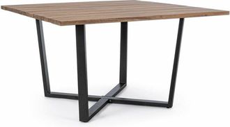 BIZZOTTO Moderner quadratischer Tisch Helsinki aus schwarz lackiertem Stahl und Holzlatten 130 cm