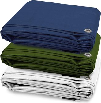 Casa Pura Universal Abdeckplane 140g/m&sup2; | viele Gr&ouml;&szlig;en | rei&szlig;feste Tarpaulin Gewebeplane | wasserdicht, mit &Ouml;sen | gro&szlig;e Plane f&uuml;r Holz, Anh&auml;nger, Boot, LKW, Ca