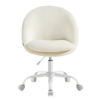 Songmics Homeoffice-Stuhl, Schminkstuhl mit Samt-Vorderseite, Schreibtischstuhl, Schaumstoffpolsterung, h&ouml;henverstellbar, f&uuml;r Arbeitszimmer, Schlafzimmer, crem