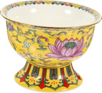 PartyKindom Keramikschale Für Tempel Anbetung Reis Schüssel Mit Hohem Fuß Für Heiliges Wasser Und Wohnkulturdekoration Aus Hochwertigem Material Mit Kunstvollen S