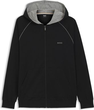BOSS Herren Mix&Match Jacket H Hoodie aus Stretch-Baumwolle mit Rei&szlig;verschluss und Kontrastpaspeln Schwarz001 XL