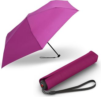 Knirps Taschenschirm Ultra I.030 Slim Manual - Leichtester 115 g - Exklusives Griff-Design - Sturmfest - 21 cm - Berry