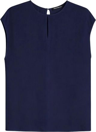 Pennyblack Femme, Blouses et Chemises, Bleu, Taille: 36 FR Blusa fluida in cupro manopesca