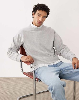 Selected Sweatshirt aus 100% Baumwolle in Grau mit Vintage-Look