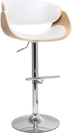 Miliboo Miliboo - Tabouret de bar design réglable blanc et bois clair bent