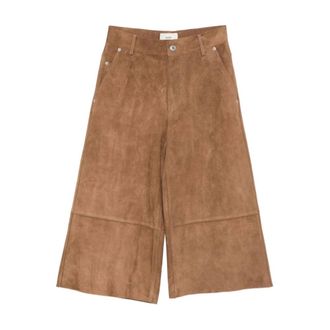 Ami Braune Wildleder Weite Beinhose - - Trousers - Damen - Braun - M