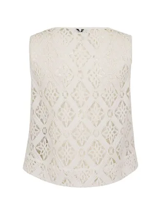 Herno Womens Top Crochet White Cotton Tops