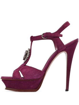 Saint Laurent sandales en daim à talon 140 mm - Violet