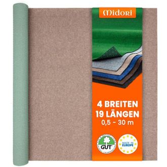 Midori Midori - Rasenteppich 200 x 1500 cm Beige mit Noppen Kunstrasen Teppich Balkon Terrasse Outdoor