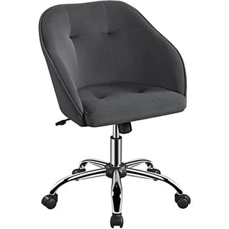 Yaheetech Chaise de Bureau Fauteuil Ergonomique Pivotante Dossier Inclinable &agrave; 360&deg; en Velours avec Hauteur dAssise R&eacute;glable pour la Maison/Le Bureau Gris