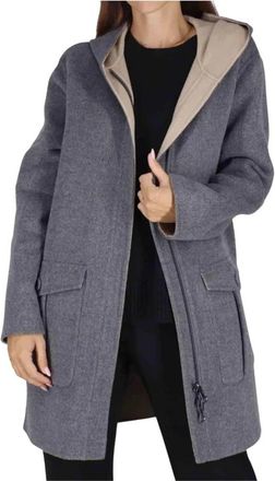 Maliparmi Maliparmi, Femme, Manteaux, Gris, Taille: 40 FR Manteau &agrave; Capuche Crois&eacute;