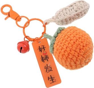 Supvox Porte-Cl&eacute;s Pendentif au Crochet de Cacahu&egrave;te et Kaki Accessoire Cl&eacute; Tricot&eacute; Doux D&eacute;coration Suspendue Double Face Orange Clair pour Paquet et Voiture 