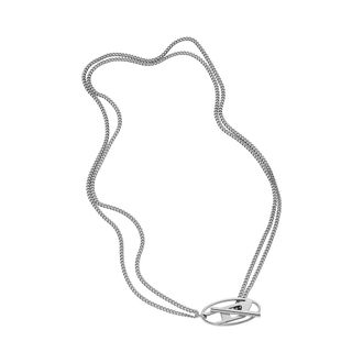 Diesel Herren-Edelstahl-Halskette mit Knebelverschluss, Geb&uuml;rstetes Silber