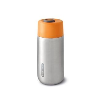 Black + Blum Mug Isotherme - Thermos de Voyage en Acier Inoxydable 100% &Eacute;tanche - Couvercle Verrouillable - 6H de Chaud, 8H de Froid - 340ml - Argent&eacute;/Orange
