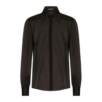 Dolce & Gabbana Femme, Blouses et Chemises, Noir, Taille: 40 FR Sheer Button-Up Shirt