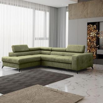 Fun M&ouml;bel Ecksofa Schlafsofa AMADEO Stoff Anafi Limettengr&uuml;n Ottomane Links