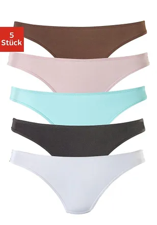 H.I.S String H.I.S, Damen, Gr. 32/34, bunt (braun, rosa, t&uuml;rkis, schwarz, wei&szlig;), Microfaser, Obermaterial: 95% Polyamid, 5% Elasthan, unifarben, k&ouml;rpernah, 