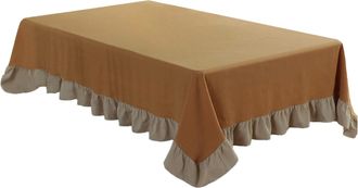 Rismart Lotuseffekt Leinen Tischdecke Tischtuch Decke Pflegeleicht Bbwaschbar Gelb,140 x 260 cm